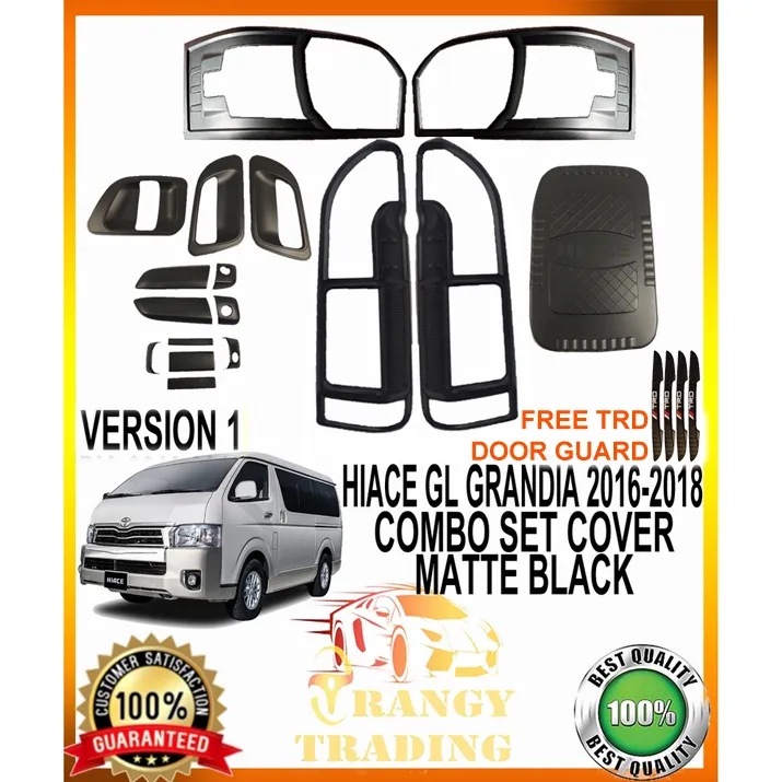 Toyota Hiace GL Grandia 2016 to 2018 Garnish Combo set cover matte black V1V2 FREE TRD DOOR ...