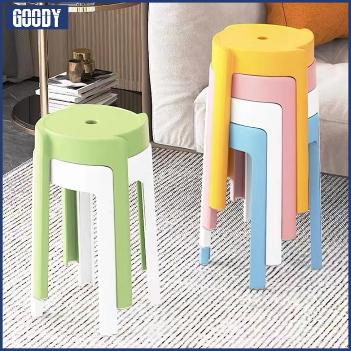 【4 color】Plastic Stool Chair Dining stool Bar stools chair Sturdy ...