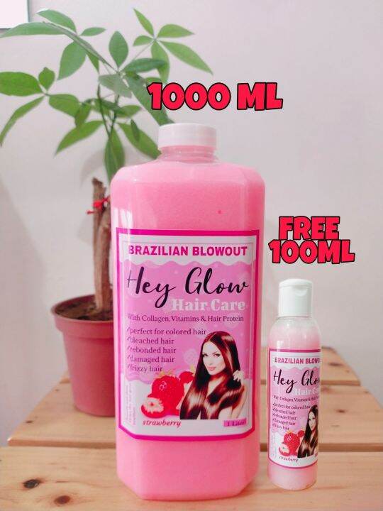 HEY GLOW BRAZILIAN BLOWOUT (1LITER + 100ML) STRAWBERRY | Lazada PH