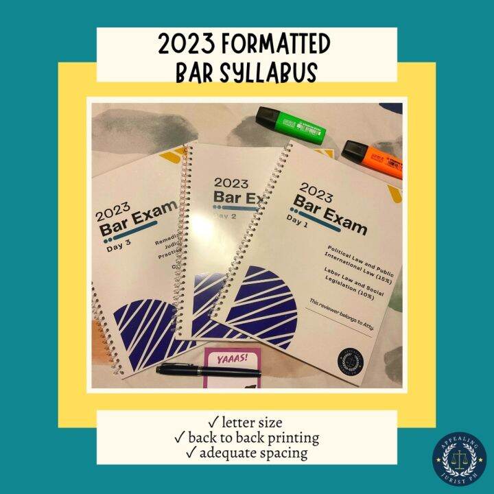 [UPDATED] 2023 Bar Exam Syllabus Notebook Big Size (Letter Size) ON ...