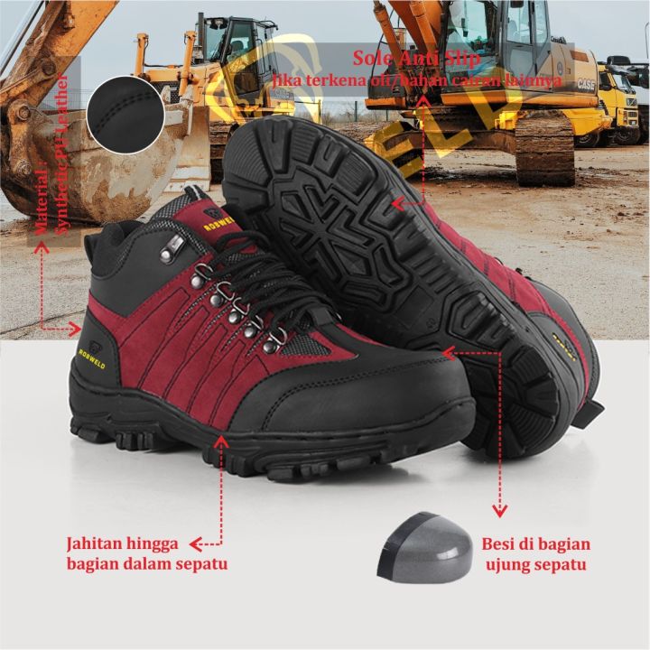Sepatu Safety Pria Boots Ujung Besi Sepatu Sefty Proyek Lapangan ...