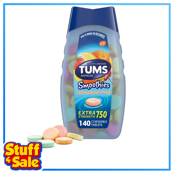 Tums Smoothies Extra Strength 750 Assorted Fruit Smooth Dissolve ...
