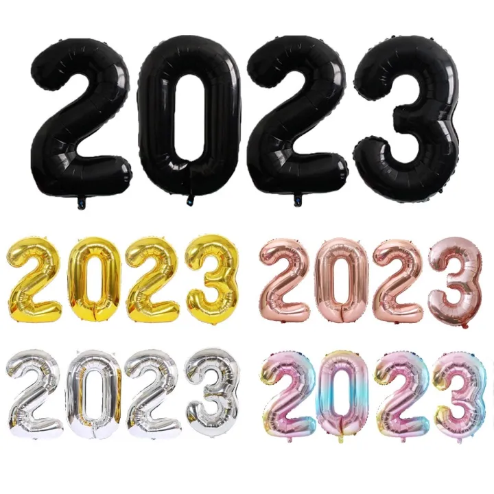 16/32inches 2023 Number Foil Balloon Set 2023 new year decorations ...