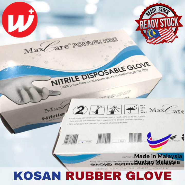 🧤KOSSAN RUBBER GLOVES ️MAXCARE NITRILE POWDER FREE ️100% LATEX FREE ...