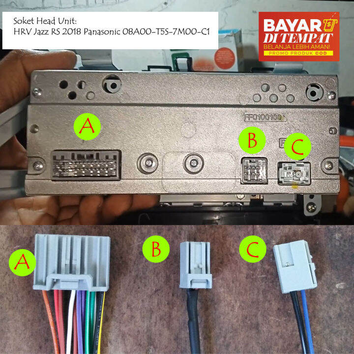 Satu Set Soket Head Unit Panasonic 08A00-T5S-7M00-C1 OEM Honda HRV Jazz ...
