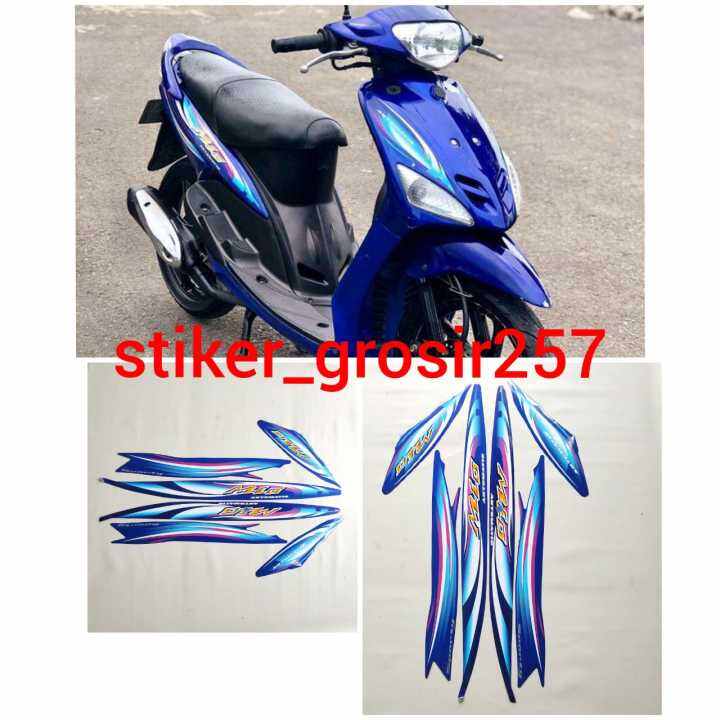 STIKER STRIPING FULLSET LIS BODY MIO SPORTY 2007 WARNA BIRU STANDAR ...