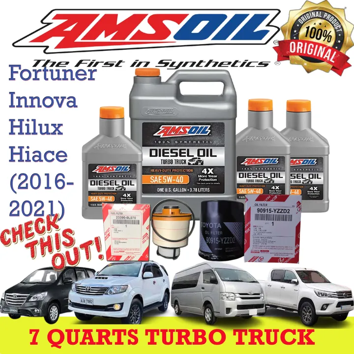 AMSOIL TURBO TRUCK 5w-40. 7 QUARTS. TOYOTA OIL FILTER 90915-YZZD2 ...
