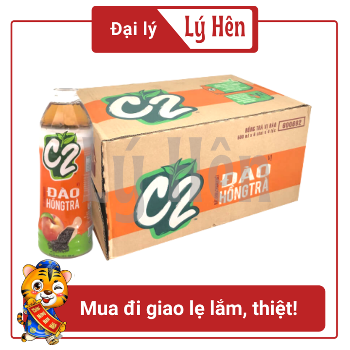 Thùng 24 Chai Hồng Trà C2 Hương Đào Chai Nhựa 455ml Date Luôn Mới ...