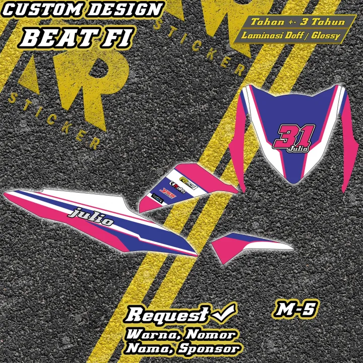 Stiker Decal Beat Fi | Custom desain request warna nama nomor sponsor ...