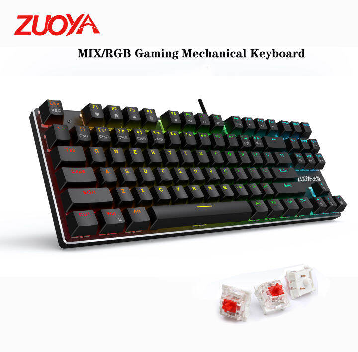 ZUOYA 87KEY Mechanical Gaming Keyboard RGB Backlit USB Wired Red Switch Anti-ghosting For Gamer ...
