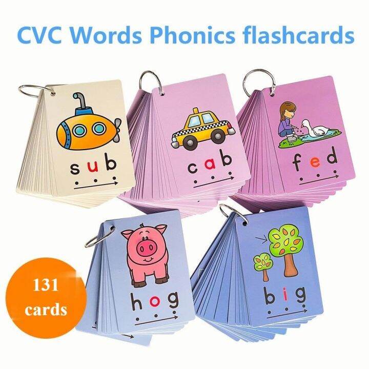 131 Cards Phonics CVC Words Flashcards Sight Word Card Toddler learning ...