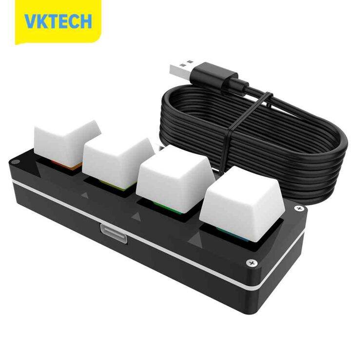 [Vktech] 3 Key + 1 Knob / 4 Keys RGB Macro Custom Keyboard Programmable Mechanical Keypad ...