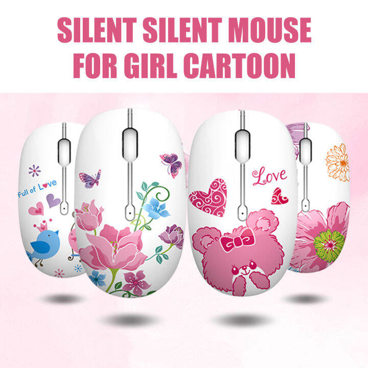 2.4GHz 1600DPI Cartoon Butterfly Flower Animal Insect Pattern Wireless ...