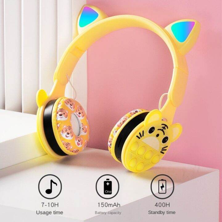 Children's Bluetooth Headphone Head-Mounted Cartoon Panda Bluetooth ...