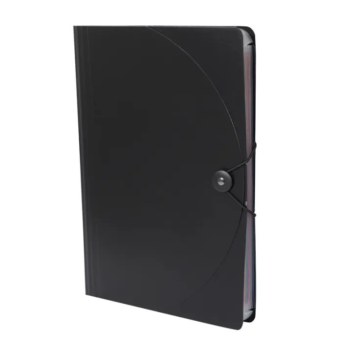 Expanding File Folder A4 Letter Size Portable Document Holder With 12 Pockets Black Filing