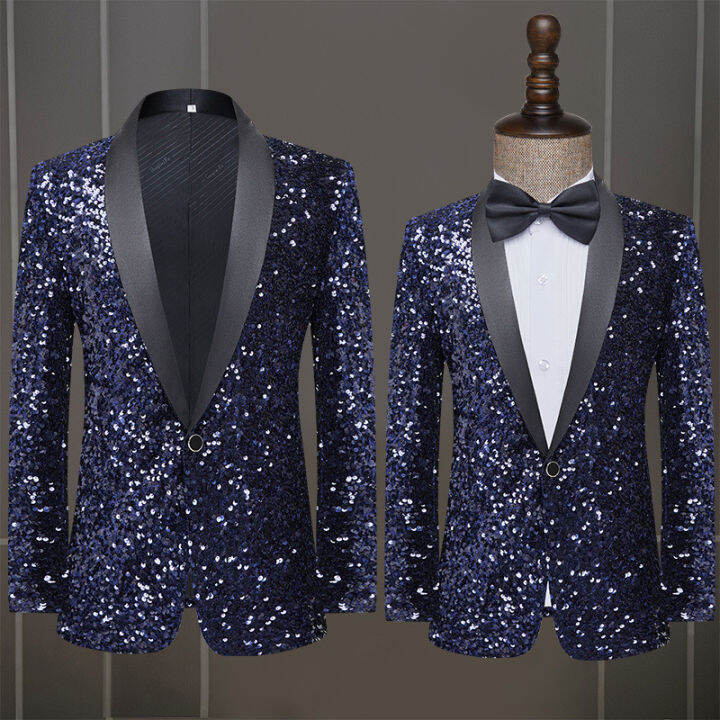 Factory Customized Men's Sequined Color-Changing Suit Host Singer Suit ...