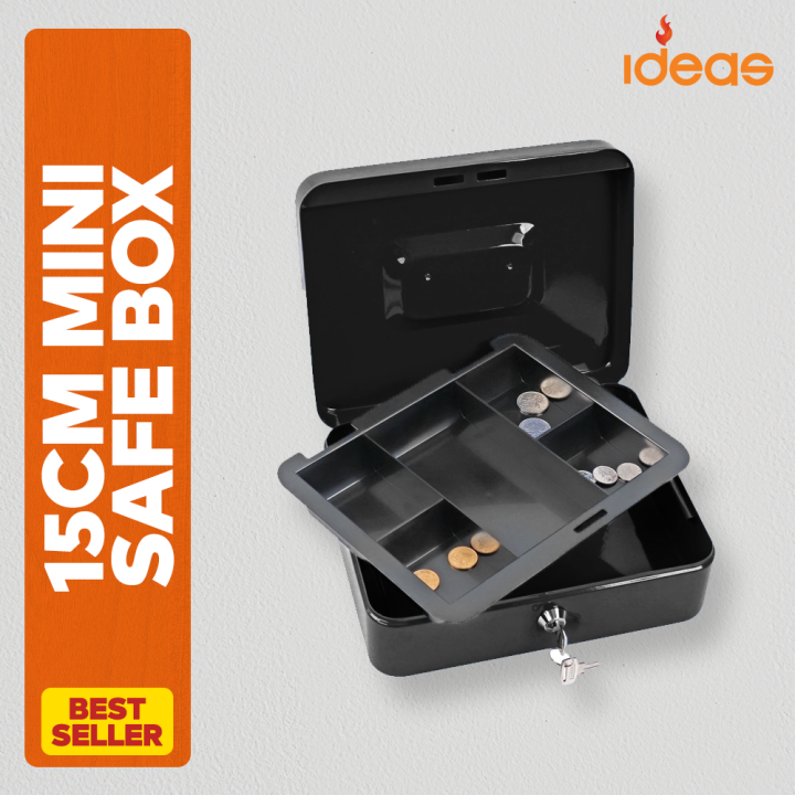 IDEAS 15cm Portable Safe Box Money Storage Cash Box with Lock Vault ...