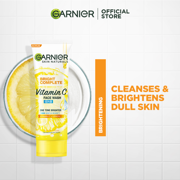 Garnier Bright Complete Brightening Scrub 50ml Cleanser Skincare For Dark Spots Dull Skin