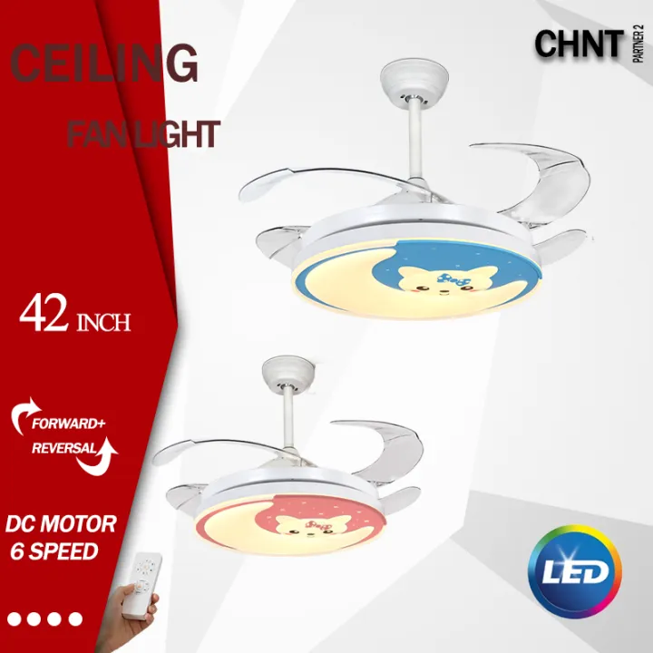 CHNT Ceiling Fan With Light 42Inch Cartoon Chandelier Ceiling Remote ...