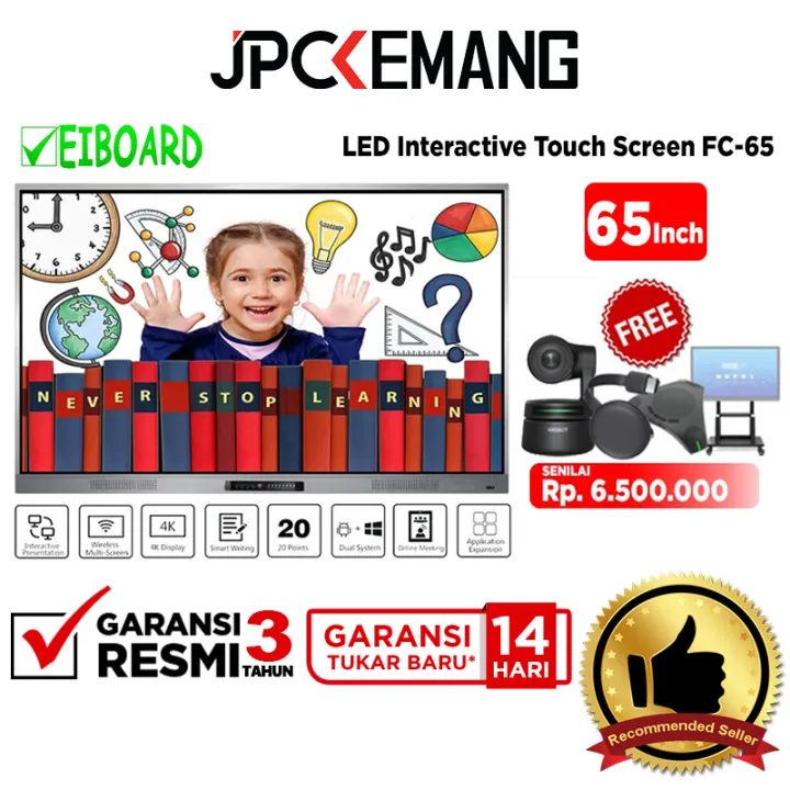 EIBOARD LED 65" Interactive Touch Screen Smart Board FC-65LED Free Obsbot Cam + Mic + Stand ...
