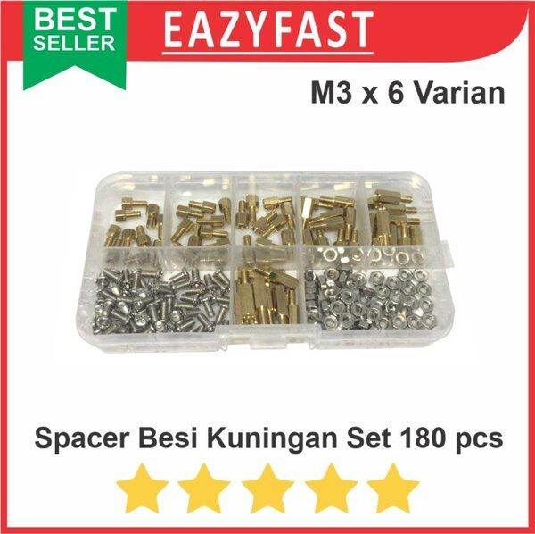 Spacer PCB Besi Kuningan M3 Set 180 Pcs Kaki Metal Mur Baut 3mm 4-12mm ...