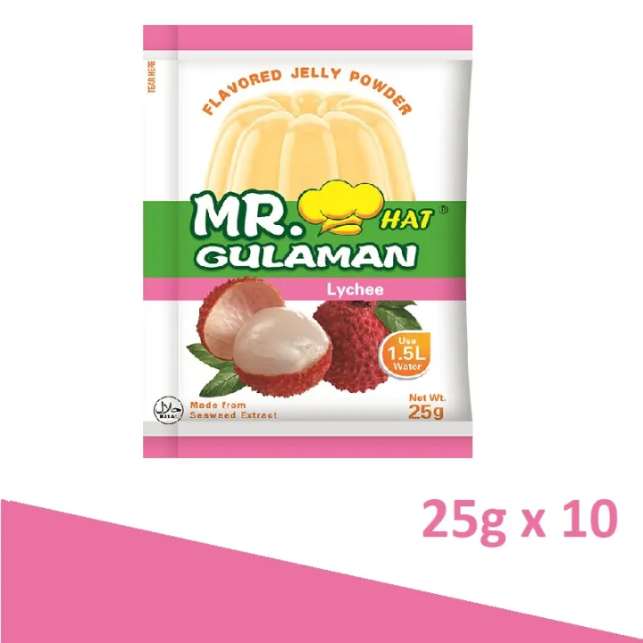 Mr. Hat Gulaman Flavored Jelly Powder (Lychee) 25g x 10 | Lazada PH