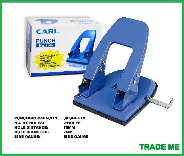 2-Hole Paper Puncher Carl No.75A (Adjustable Paper Guide with Waste ...
