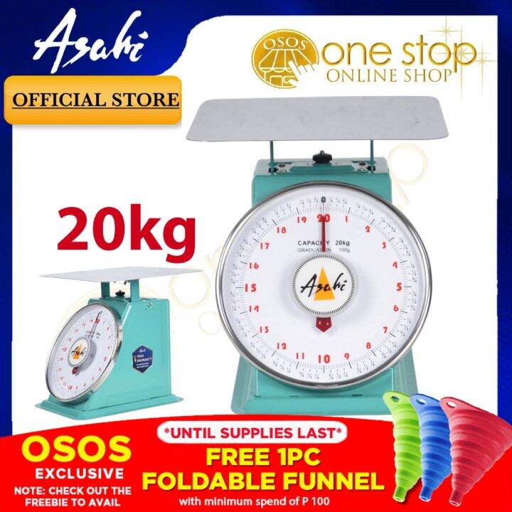 ☂ Asahi Original Spring Dial Weighing Scale 20kg Stainless Flat Top FS-202 OSOS♙ | Lazada PH