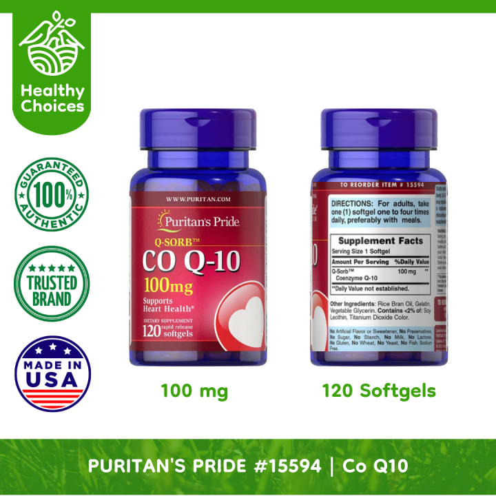 PURITAN'S PRIDE #15594 | EXPIRY:6/2025 | Q-Sorb Co Q-10 100mg, Heart Health. 120 Softgels ...