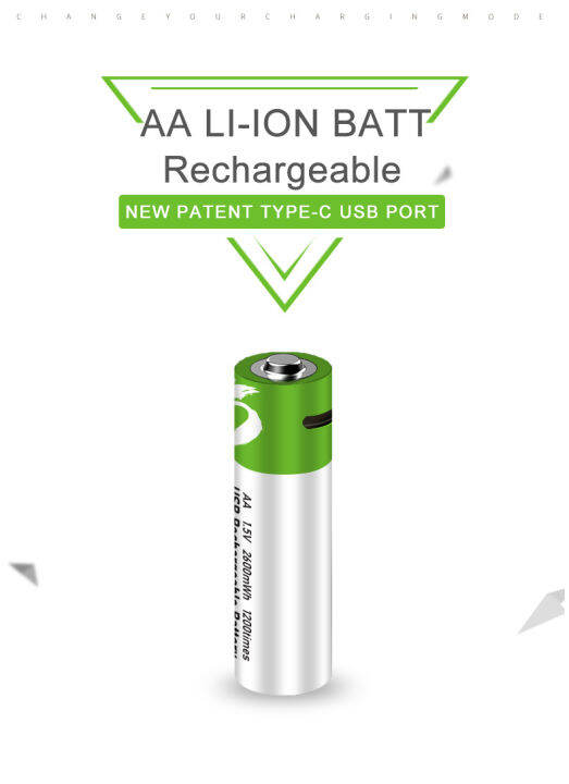 USB Type C Rechargeable Battery 1.5V Lithium Li-ion AA AAA 9V ...