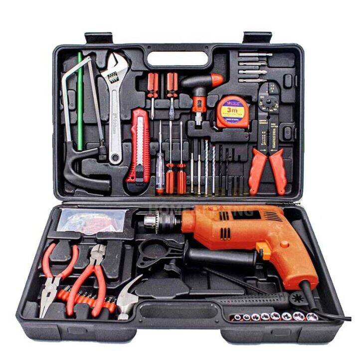 80PCS Electric Hammer Impact Drill Machine & Tools Set Box Variable ...