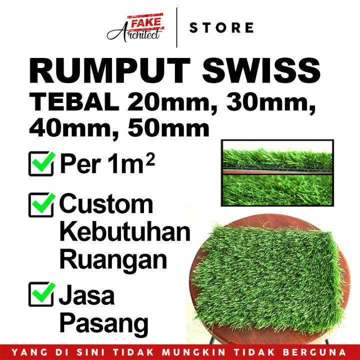 Rumput Sintetis Swiss 1m x 1m CUSTOM Roll Bisa DISAMBUNG/DIPOTONG ...