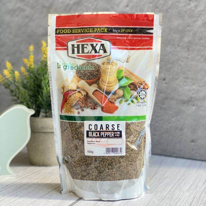 HEXA HALAL Black Pepper Coarse 500gm Lada Hitam Kasar Food Service | Lazada