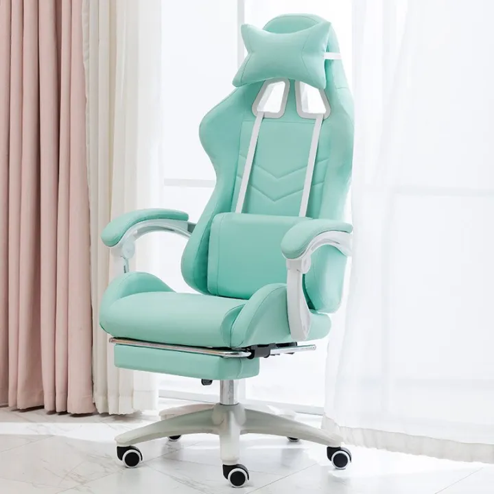 Girls Gaming Chair Pink Green Office Swivel Chair Computer Lift Chair ...