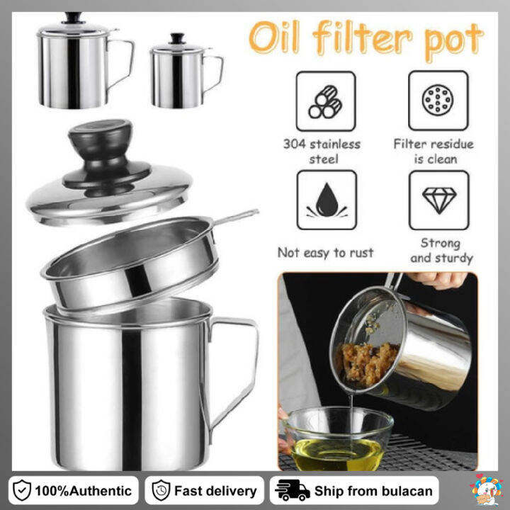 1.4L Oil Filter Pot Kitchen Oil Separator Storage Tank Fine Strainer ...