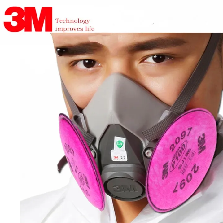 3M 6200 พร้อม 2097 ขัดฝุ่นและตัดไฟเบอร์เชื่อมควันแก๊สอินทรีย์ถ่านกัมมันต์เครื่องมือป้องกันไวรัส ...
