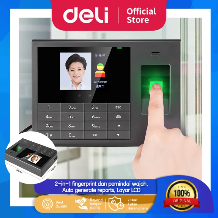 Deli Attendance Machine Fingerprint and Face Mesin Absensi Sidik Jari + Deteksi Wajah 1000 Sidik ...