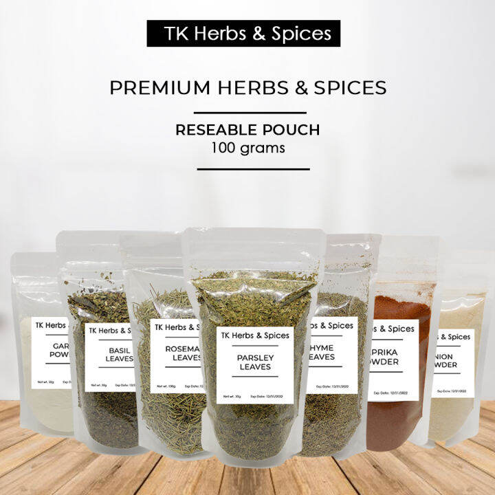 Premium Herbs & Spices in 100 grams/ Rosemary, Thyme, Parsley, Basil ...