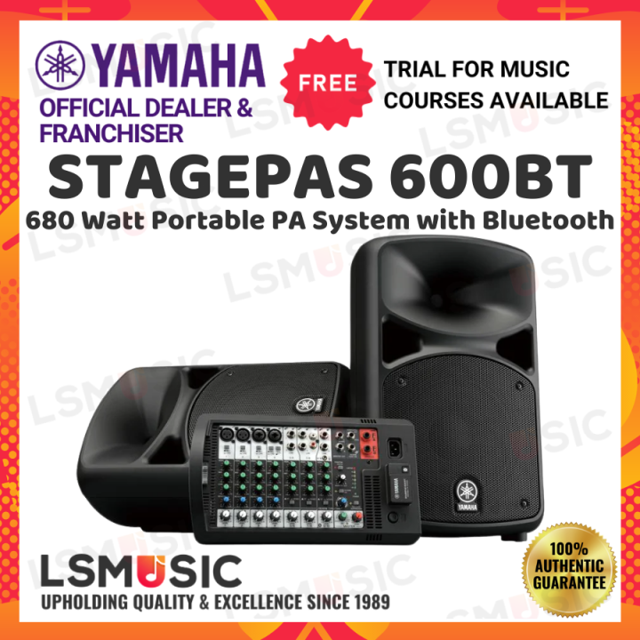 Yamaha StagePas 600BT Portable PA System w/ Bluetooth Reverb Equipped 10 Channel Powered Mixer w ...