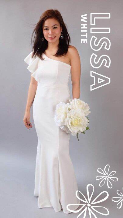LISSA - One Shoulder Ladies Gown Wedding Bridal Ninang Sponsor Debut Women’s Maxi Long Dress ...