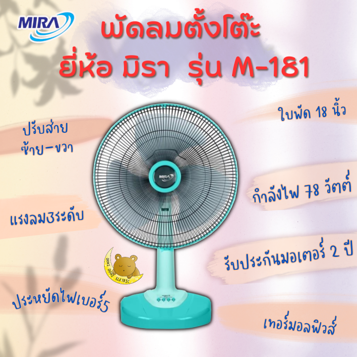 MIRA พัดลมตั้งโต๊ะ 18 นิ้ว ยี่ห้อ มิร่า รุ่น M-181 | Lazada.co.th