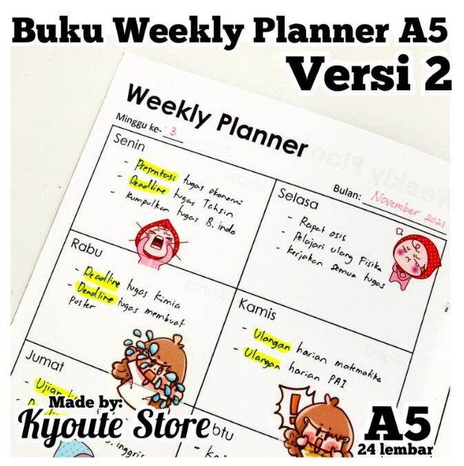 Buku Simple My Weekly Planner Book A5 Kyoute Versi 2 Perencanaan Agenda Schedule Kegiatan ...