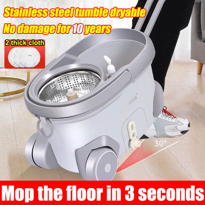 BUY 1 GET 1】mop map for floor cleaning 360° Rotating Stainless steel ...