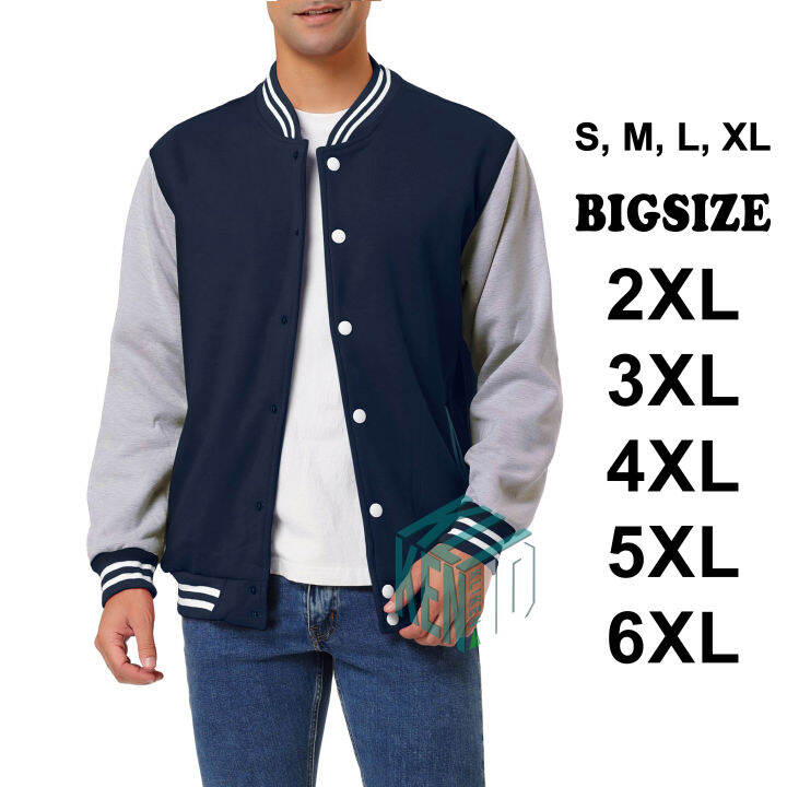 Jaket Baseball Varsity Polos Kancing Pria Wanita Jumbo Bigsize, Jaket ...