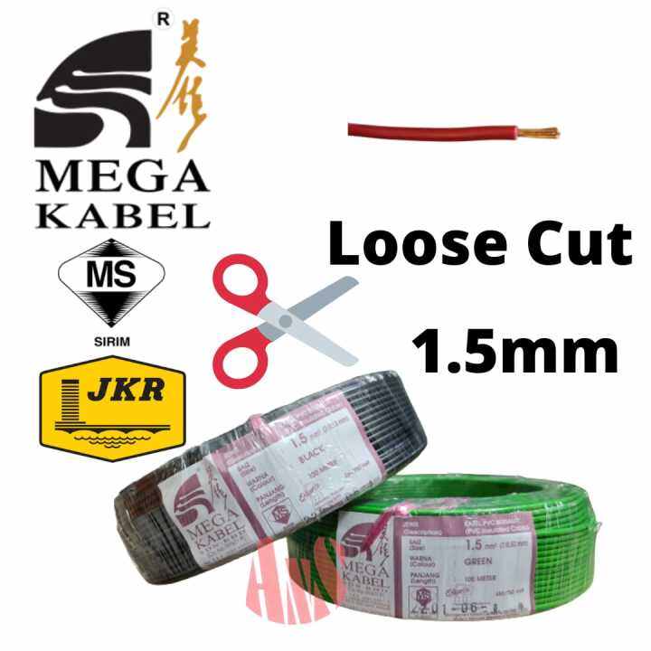 Loose Cut Per Meter Mega Kabel 1.5MM Pvc Insulated Cable Potong | Lazada