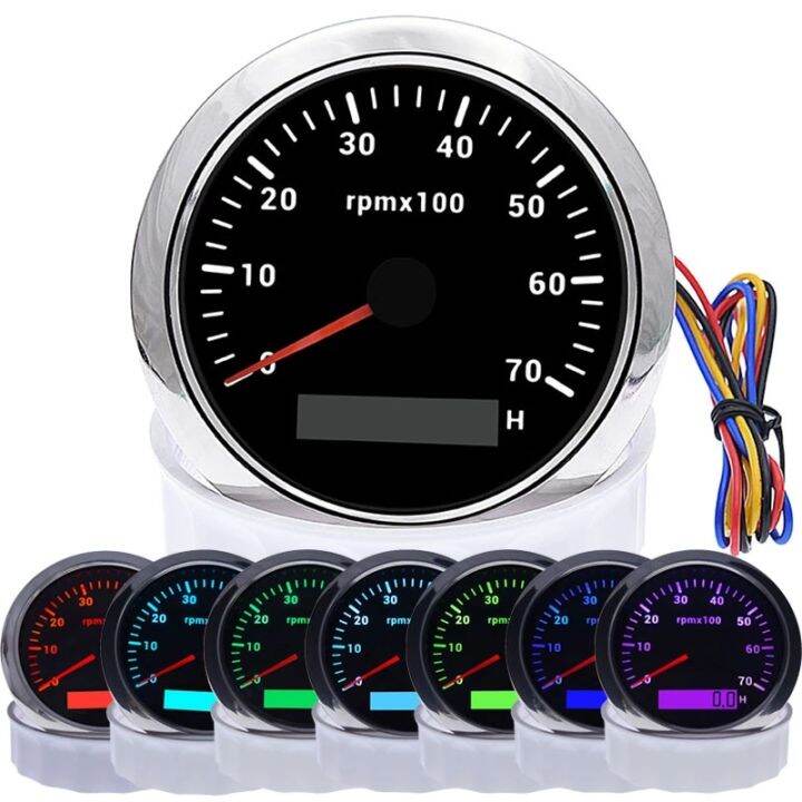 85mm Tachometer 3000/6000/7000/8000 RPM Tacho With 7 Colors Backlight ...