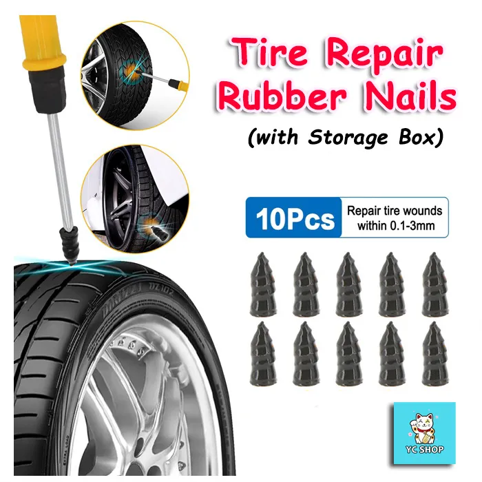 [YC] 10pcs Car Tyres Repair Rubber Nails Vacuum Tire Repair Nail Paku ...