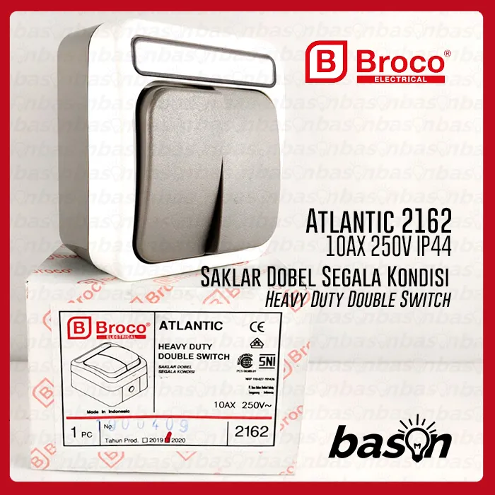 BROCO Atlantic 2162 Saklar Seri Outbow IP44 - Double Switch 2 Gang 1 ...
