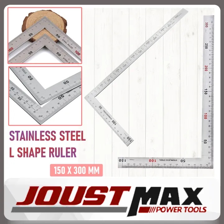 L SHAPE RULER STAINLESS STEEL 150 X 300MM Square Angle Scale Ruler Tool ...