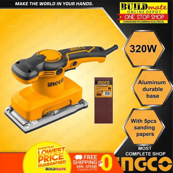 INGCO Finish Sander Wood Sanding Diy Power Tools 320W FS3208 •BUILDMATE ...
